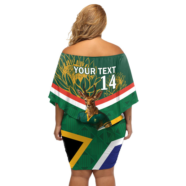Custom South Africa Rugby Off Shoulder Short Dress 2024 Go Springboks ...
