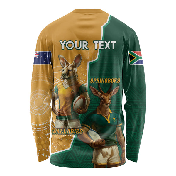 Personalised South Africa And Australia Rugby Long Sleeve Shirt 2024 ...