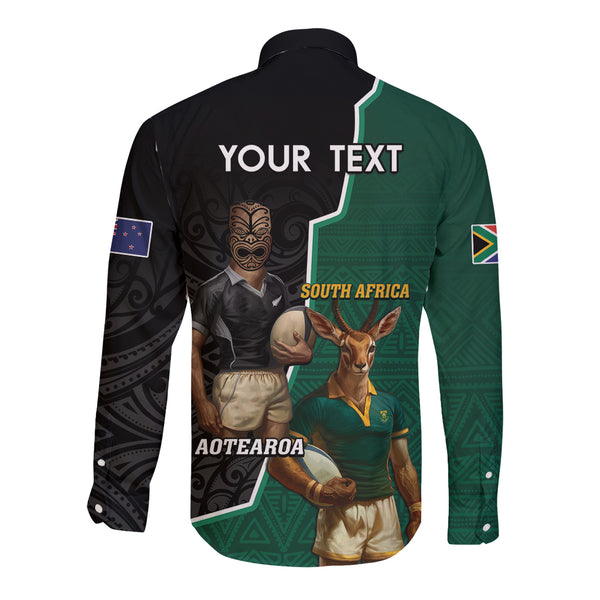 Personalised New Zealand And South Africa Rugby Long Sleeve Button ...
