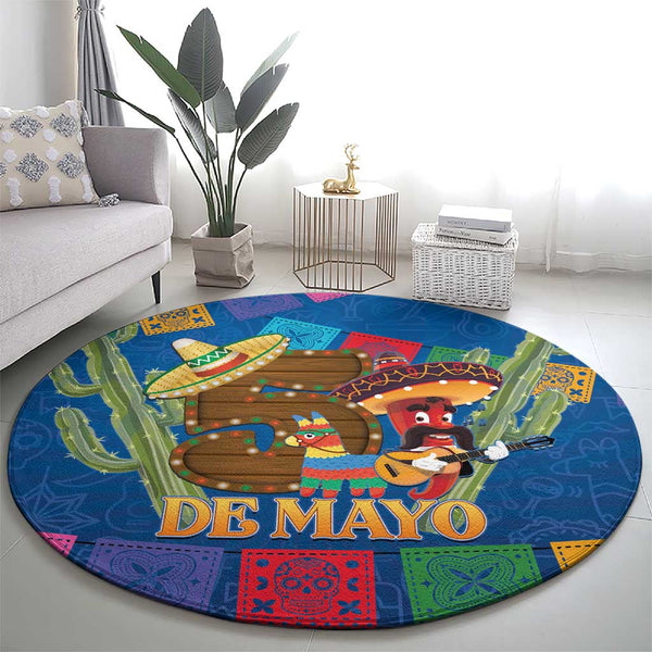 Mexico Cinco De Mayo 2025 Round Carpet Chili Pepper Let's Fiesta ...