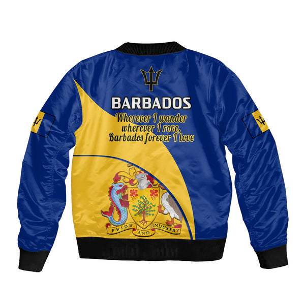Barbados Sleeve Zip Bomber Jacket Barbadian Coat Of Arms - Wonder Print ...