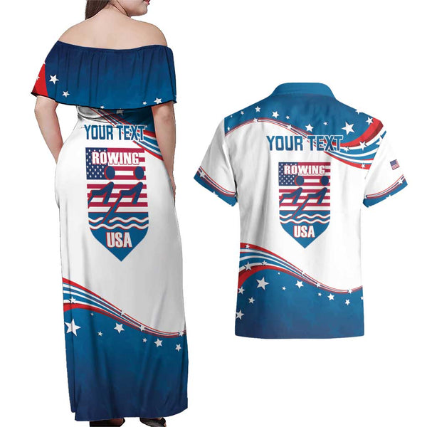 Personalized USA Rowing Couples Matching Off Shoulder Maxi Dress and ...