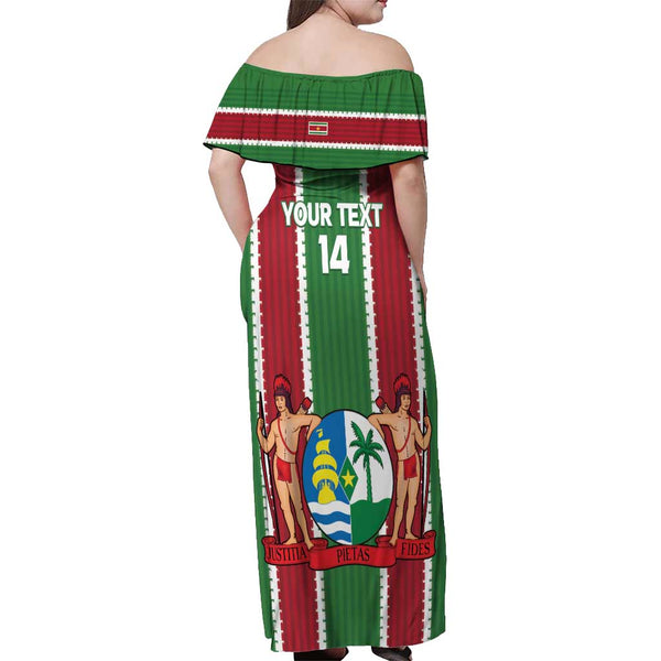 Custom Suriname Football Off Shoulder Maxi Dress 2025 Go Natio Flag ...