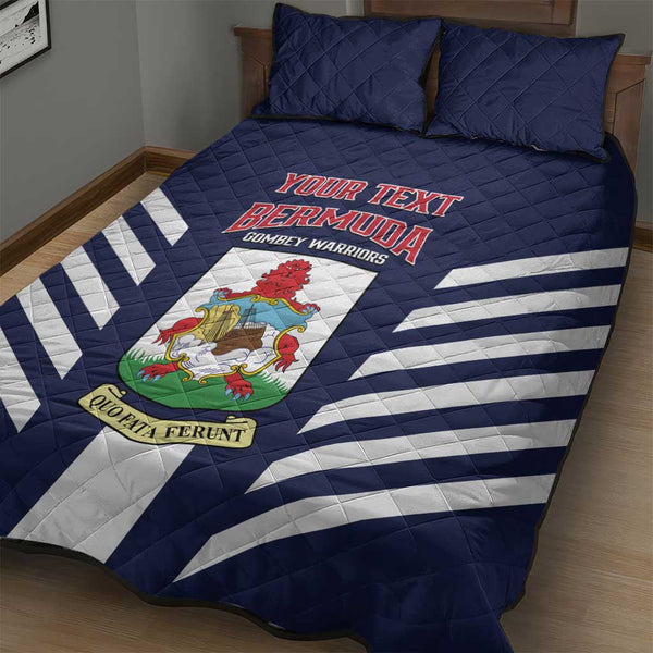 Custom Bermuda Football Quilt Bed Set 2025 Go Gombey Warriors - Blue ...