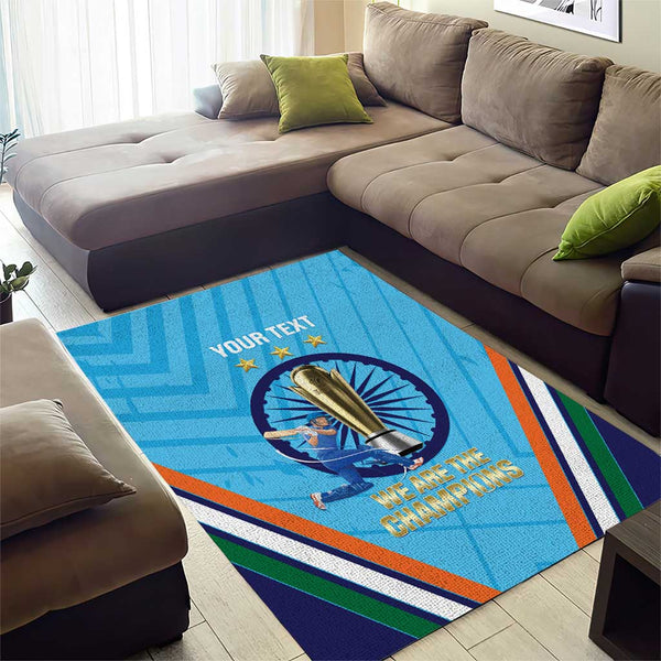 Personalised India Cricket Area Rug 2025 Men In Blue 3rd Champions ...
