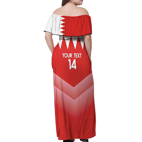Custom Bahrain Football Off Shoulder Maxi Dress Muharabi Dilmun Sporty ...