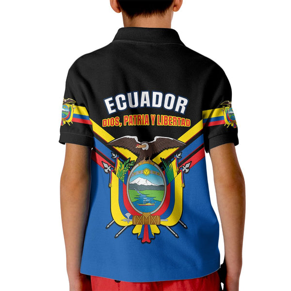 Ecuador Kid Polo Shirt Ecuadorian Coat Of Arms Black Version - Wonder ...