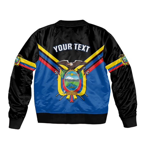 Personalised Ecuador Sleeve Zip Bomber Jacket Ecuadorian Coat Of Arms ...