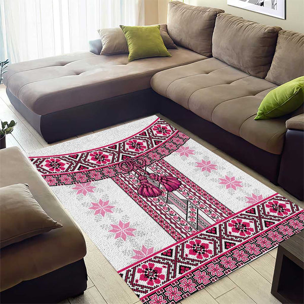 Ukraine Area Rug Traditional Braided Rope Belt Pink Folk Pattern ...