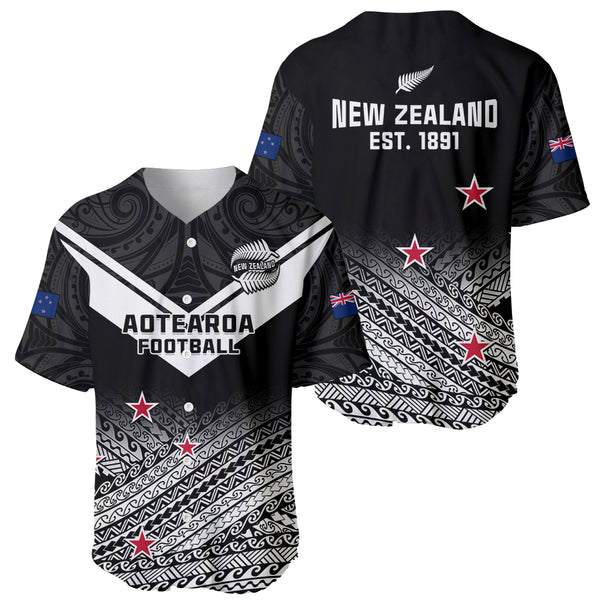 Aotearoa Football Baseball Jersey Go New Zealand Maori Fern Pattern ...