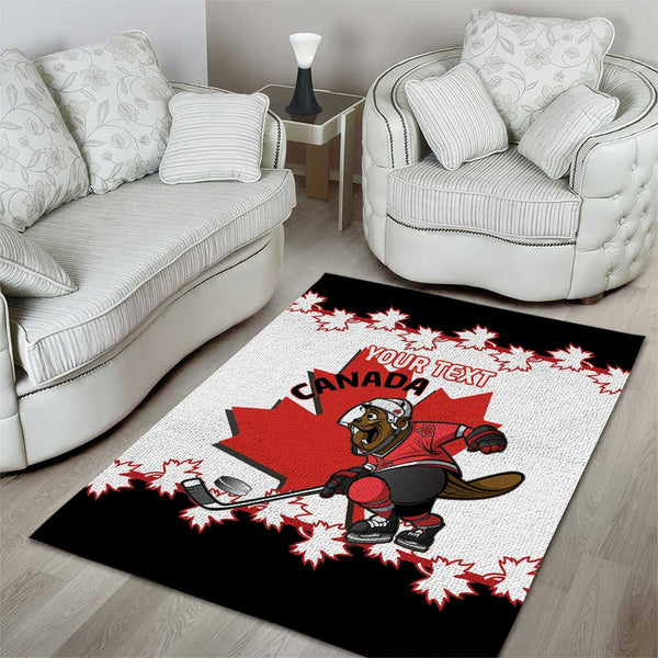 Custom Canada Ice Hockey Area Rug 2025 Go Champions Funny Beaver Mascot ...