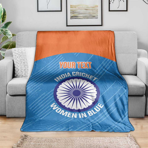 Custom India Cricket Blanket Go Women In Blue LT14 - Wonder Print Shop