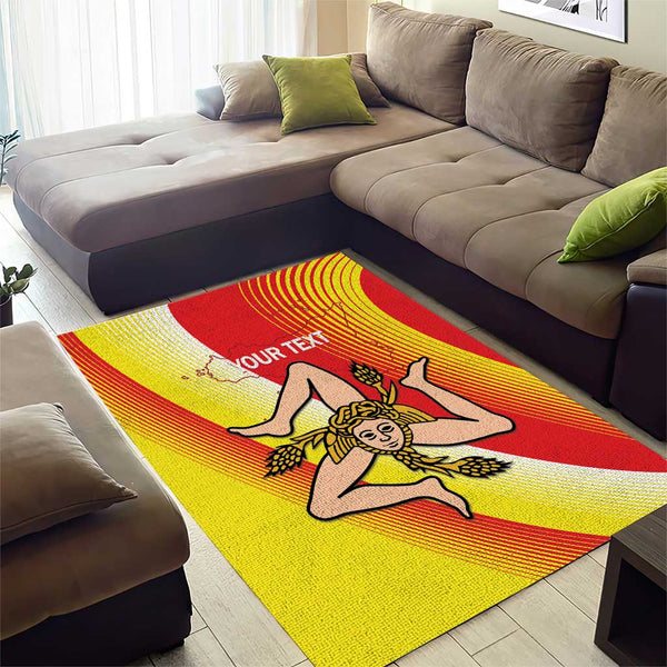Personalized Sicilia La Trinacria Area Rug Sicilian Map Flag Color ...