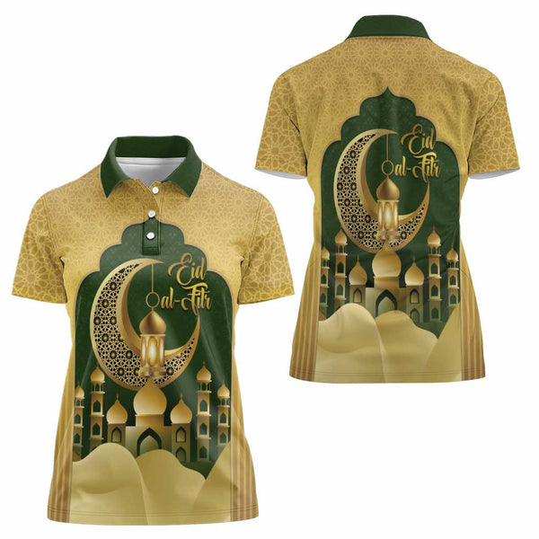 Eid al-Fitr Women Polo Shirt Khair Mubarak Islamic Pattern - Wonder ...