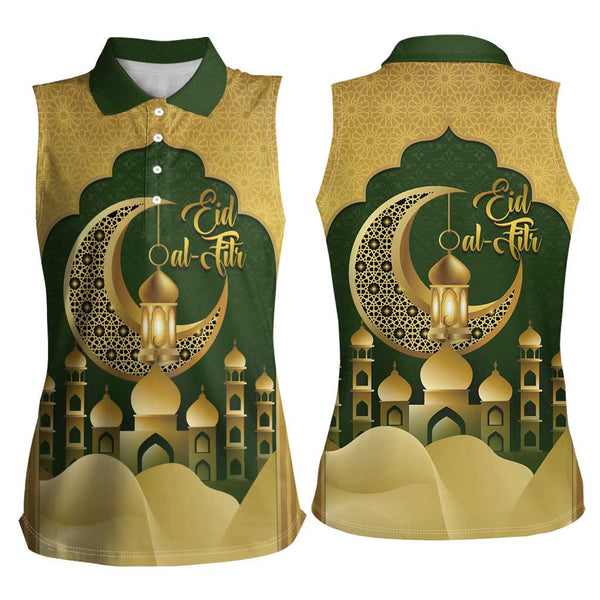 Eid al-Fitr Women Sleeveless Polo Shirt Khair Mubarak Islamic Pattern ...