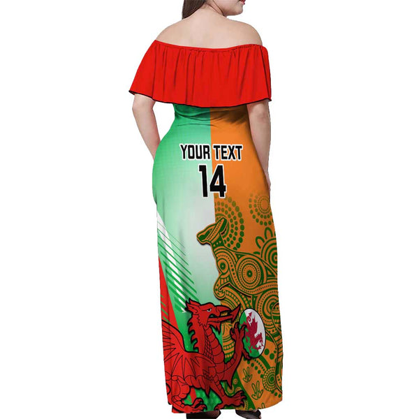 Custom Australia And Wales Rugby Off Shoulder Maxi Dress Wallabies ...
