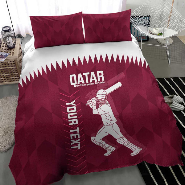 Custom Qatar Cricket Bedding Set Go Champions Qataris Flag Style ...