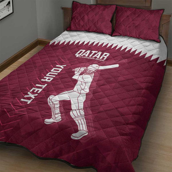 Custom Qatar Cricket Quilt Bed Set Go Champions Qataris Flag Style ...