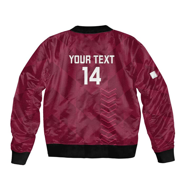 Custom Qatar Cricket Sleeve Zip Bomber Jacket Go Champions Qataris Flag ...