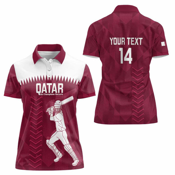 Custom Qatar Cricket Women Polo Shirt Go Champions Qataris Flag Style ...