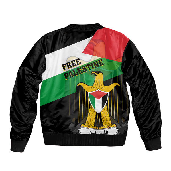 Free Palestine Sleeve Zip Bomber Jacket Coat Of Arms Mix Flag Style ...