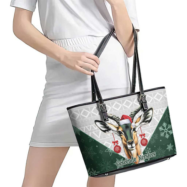 South Africa Springboks Christmas Leather Tote Bag Bokke Santa ...