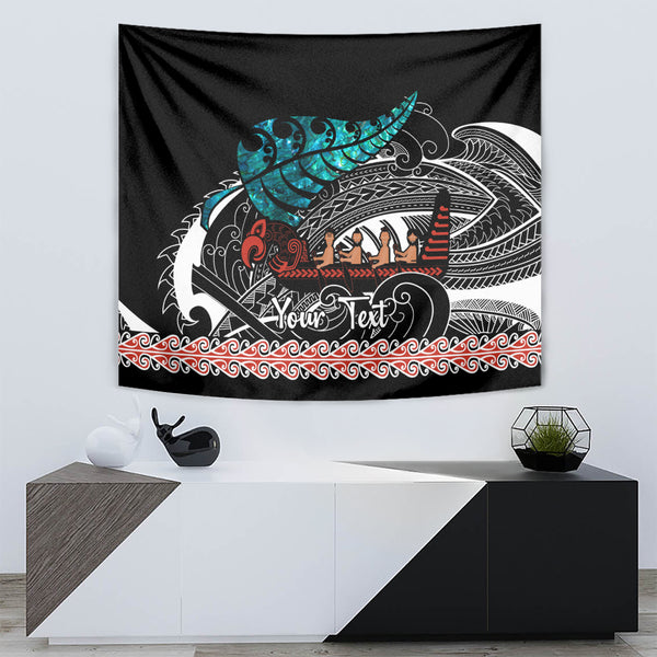 Personalised New Zealand Waka Tapestry Aotearoa Maori Silver Fern ...