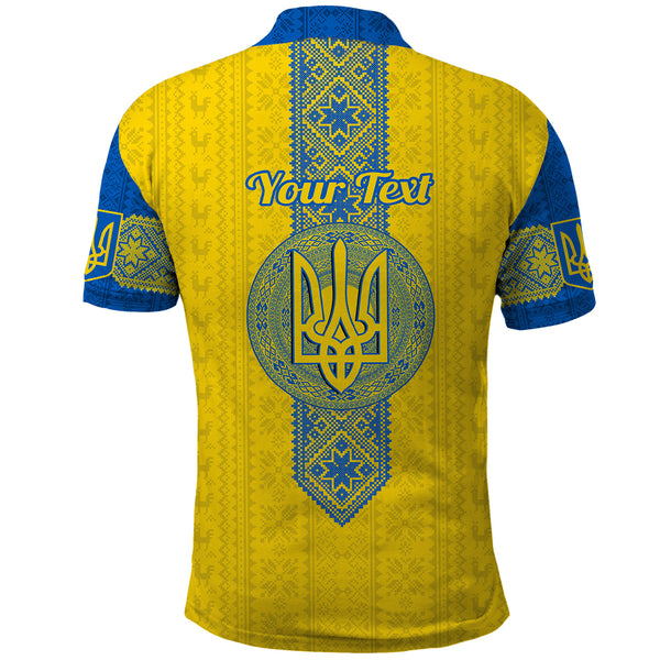 Personalised Ukraine Polo Shirt Gold Trident Folk Pattern - Wonder ...