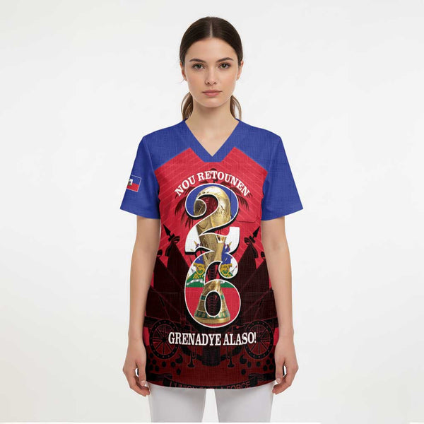 Personalized Les Grenadiers Haiti Football Scrub Top 2026 Nou Retounen ...