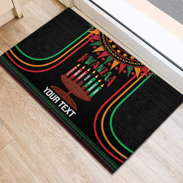 Personalized African-American Kwanzaa Rubber Doormat Kinara Candles ...