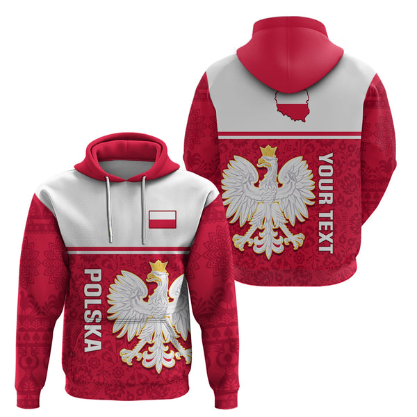 Personalised Poland Hoodie Polska Coat Of Arms With Folk Pattern ...