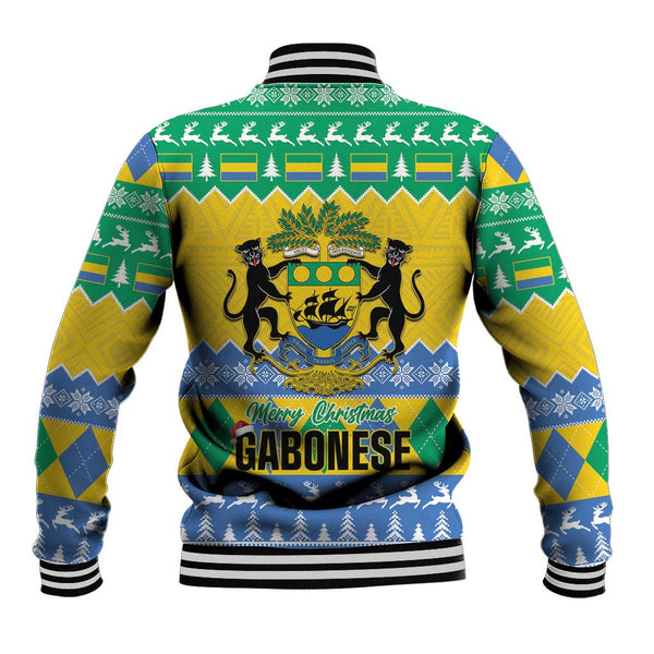Gabon Christmas Baseball Jacket Joyeux Noel Coat Of Arms - Wonder Print ...