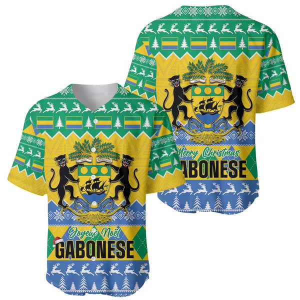 Gabon Christmas Baseball Jersey Joyeux Noel Coat Of Arms - Wonder Print ...