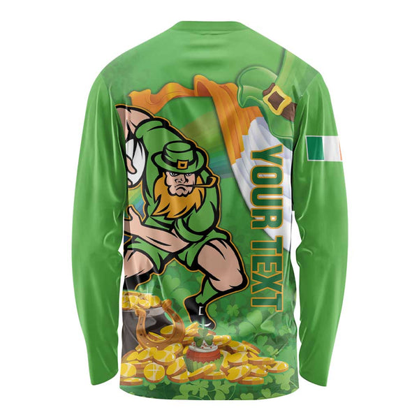 Personalised Ireland Rugby 2025 Long Sleeve Shirt Irish Leprechaun ...