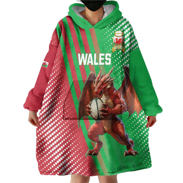 Custom Wales Rugby 2025 Wearable Blanket Hoodie Go Welsh Dragon Sporty ...