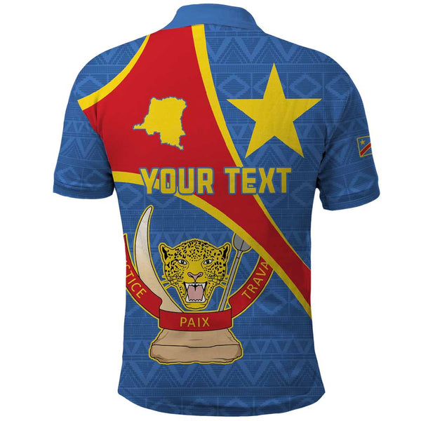Personalised DR Congo Polo Shirt Coat Of Arms African Pattern - Wonder ...