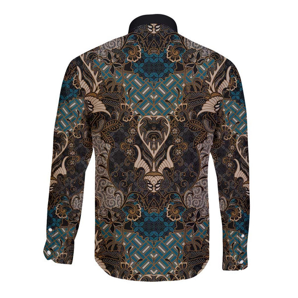 Madiba Nelson Mandela Long Sleeve Button Shirt Indonesia Batik Black ...