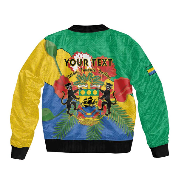 Personalised Gabon Sleeve Zip Bomber Jacket Coat Of Arms With African ...