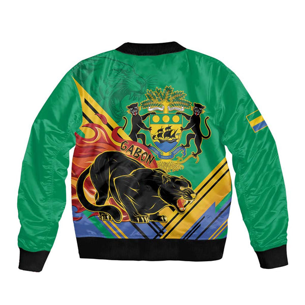 Gabon Black Panther Bomber Jacket Coat Of Arms - Wonder Print Shop