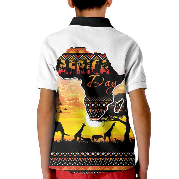 Happy Africa Day Kid Polo Shirt African Safari With Map - Wonder Print Shop