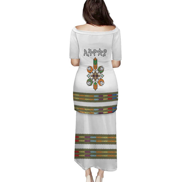 Ethiopian Traditional Habesha Costume Puletasi Cross With Tilet Pattern ...