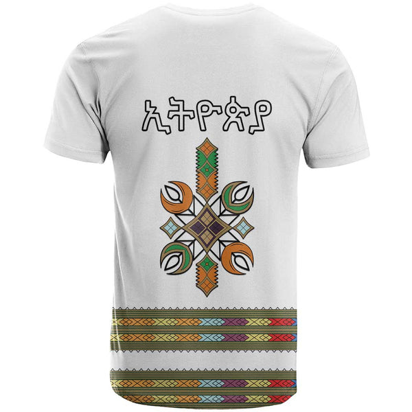Ethiopian Traditional Habesha Costume T Shirt Cross With Tilet Pattern ...