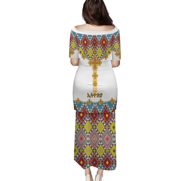 Ethiopian Epiphany Puletasi Cross Mix Tilet Pattern - Wonder Print Shop