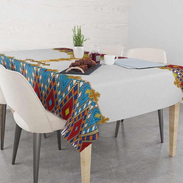 Ethiopian Epiphany Tablecloth Cross Mix Tilet Pattern - Wonder Print Shop