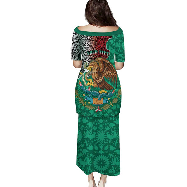 Personalised Viva La Mexico Puletasi Coat Of Arms Aztec Mix Otomi ...