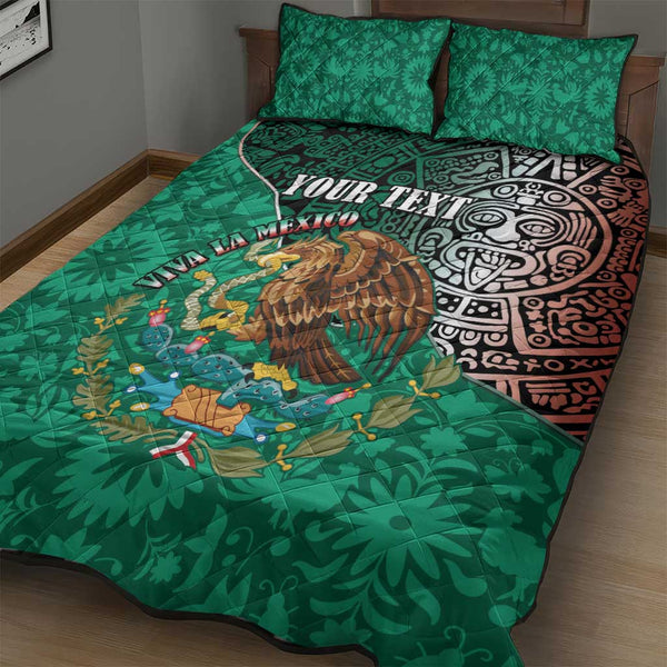 Personalised Viva La Mexico Quilt Bed Set Coat Of Arms Aztec Mix Otomi ...