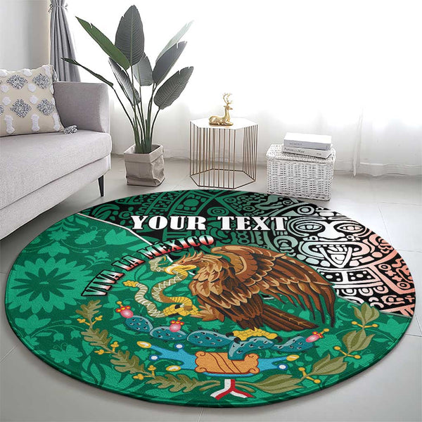 Personalised Viva La Mexico Round Carpet Coat Of Arms Aztec Mix Otomi ...