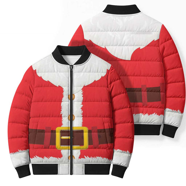 Santa Claus Costume Bomber Puffer Jacket Christmas Holiday Cosplay ...