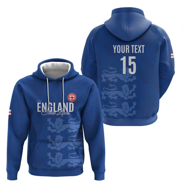 Custom England Cricket Hoodie Go Three Lions - Blue Ver - Wonder Print Shop
