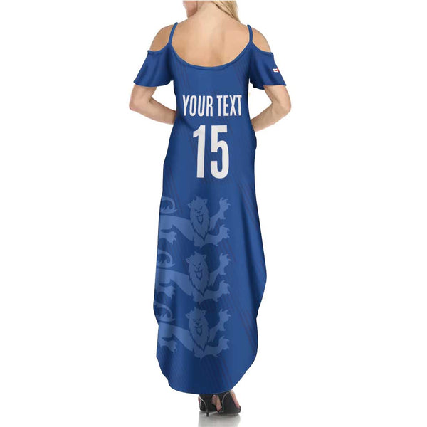 Custom England Cricket Summer Maxi Dress Go Three Lions - Blue Ver ...